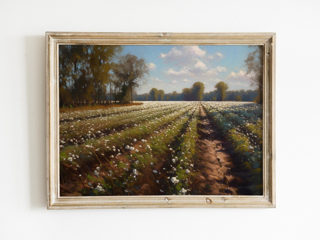 Cotton Field Painting Download | Vintage Oil Painting | Printable Wall ...