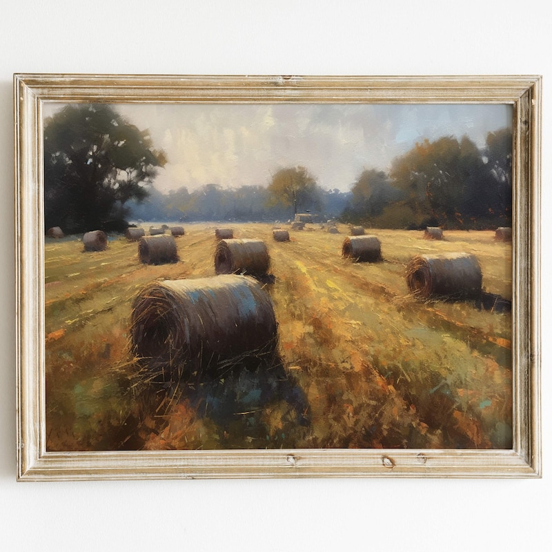Hay Bales Painting Print - Etsy