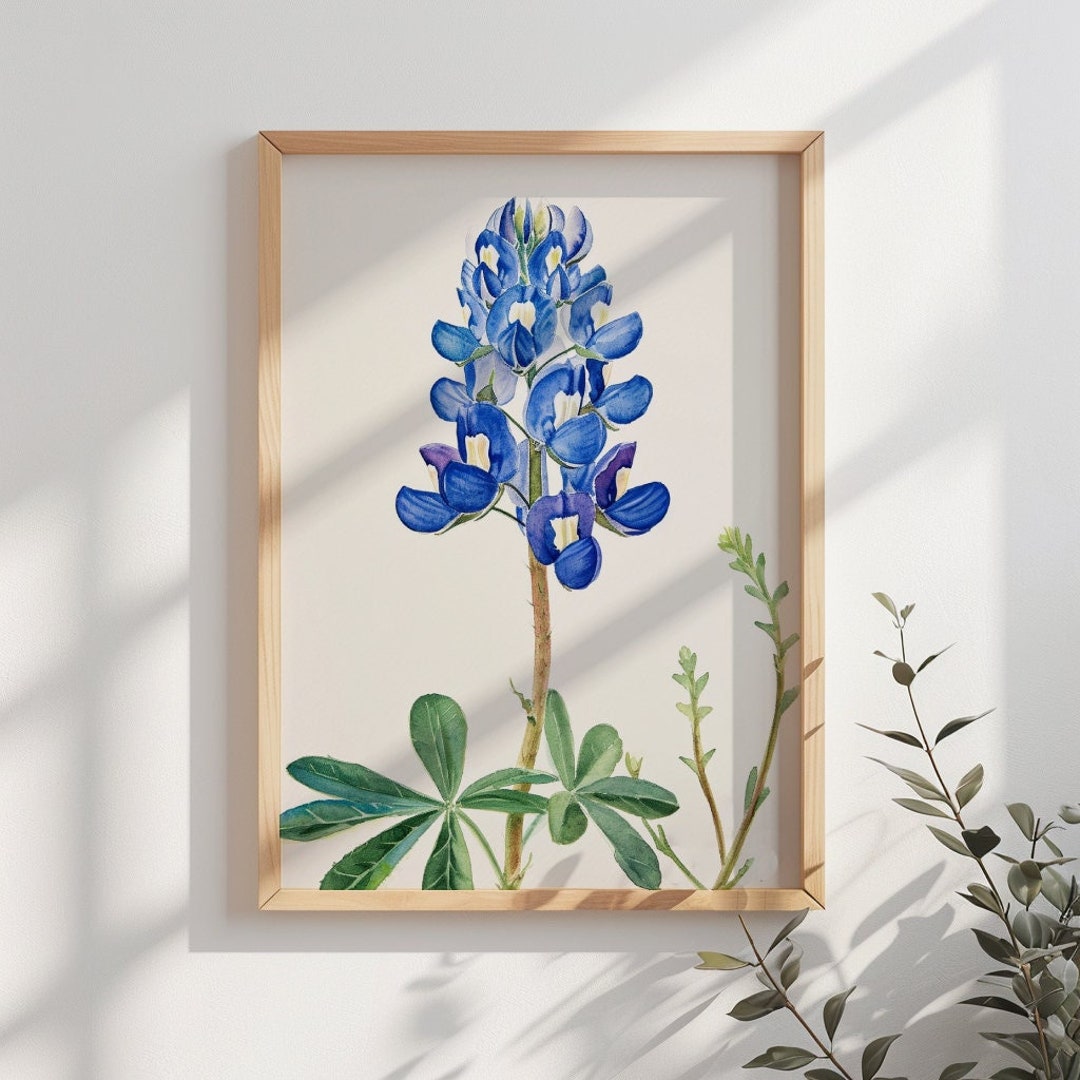 Bluebonnet Painting Download, Watercolor Blue Bonnet Flower Digital ...