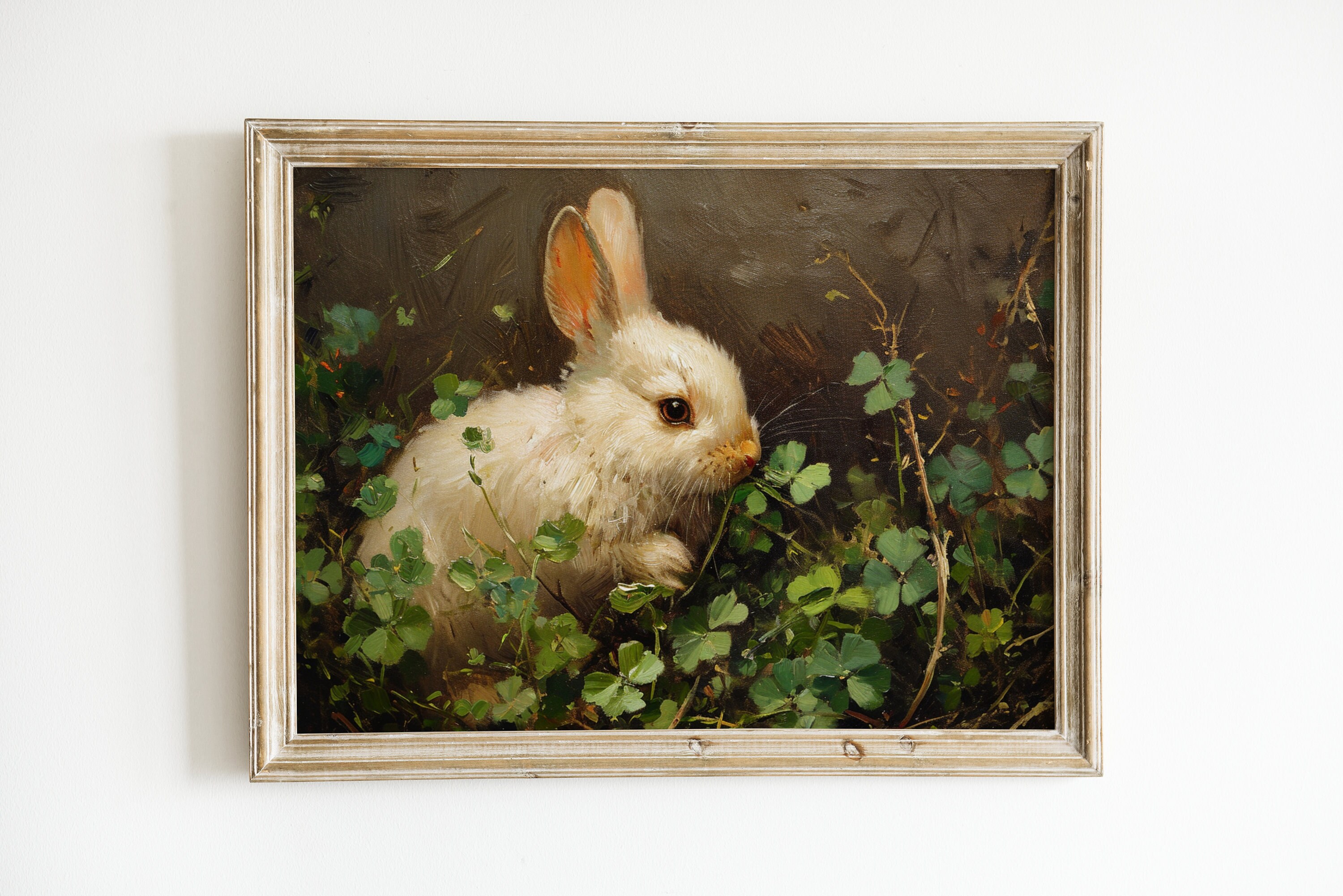 Vintage Rabbit Painting Printable, Bunny Digital Print, Easter Spring ...