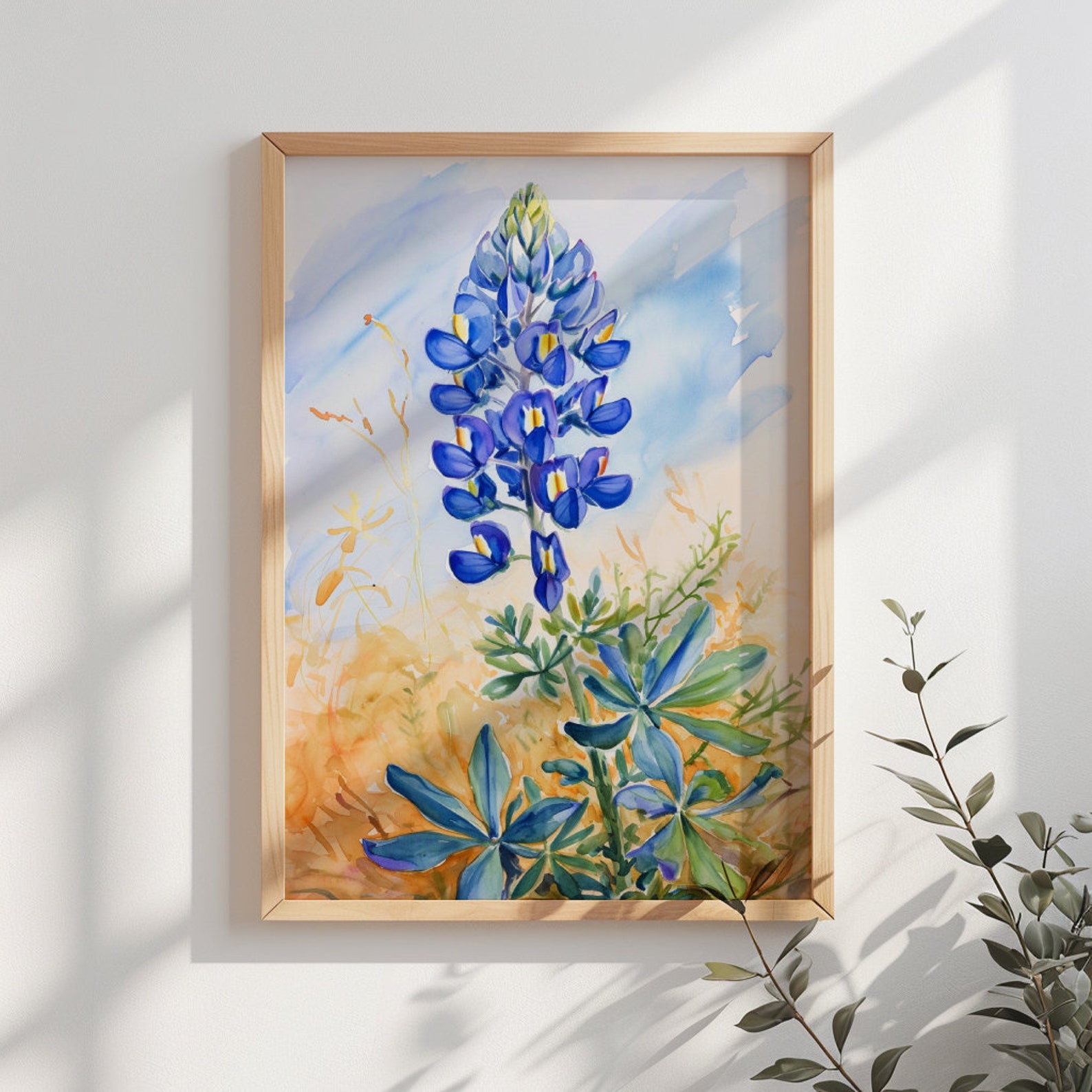 Bluebonnet Painting Download, Watercolor Blue Bonnet Flower Digital ...