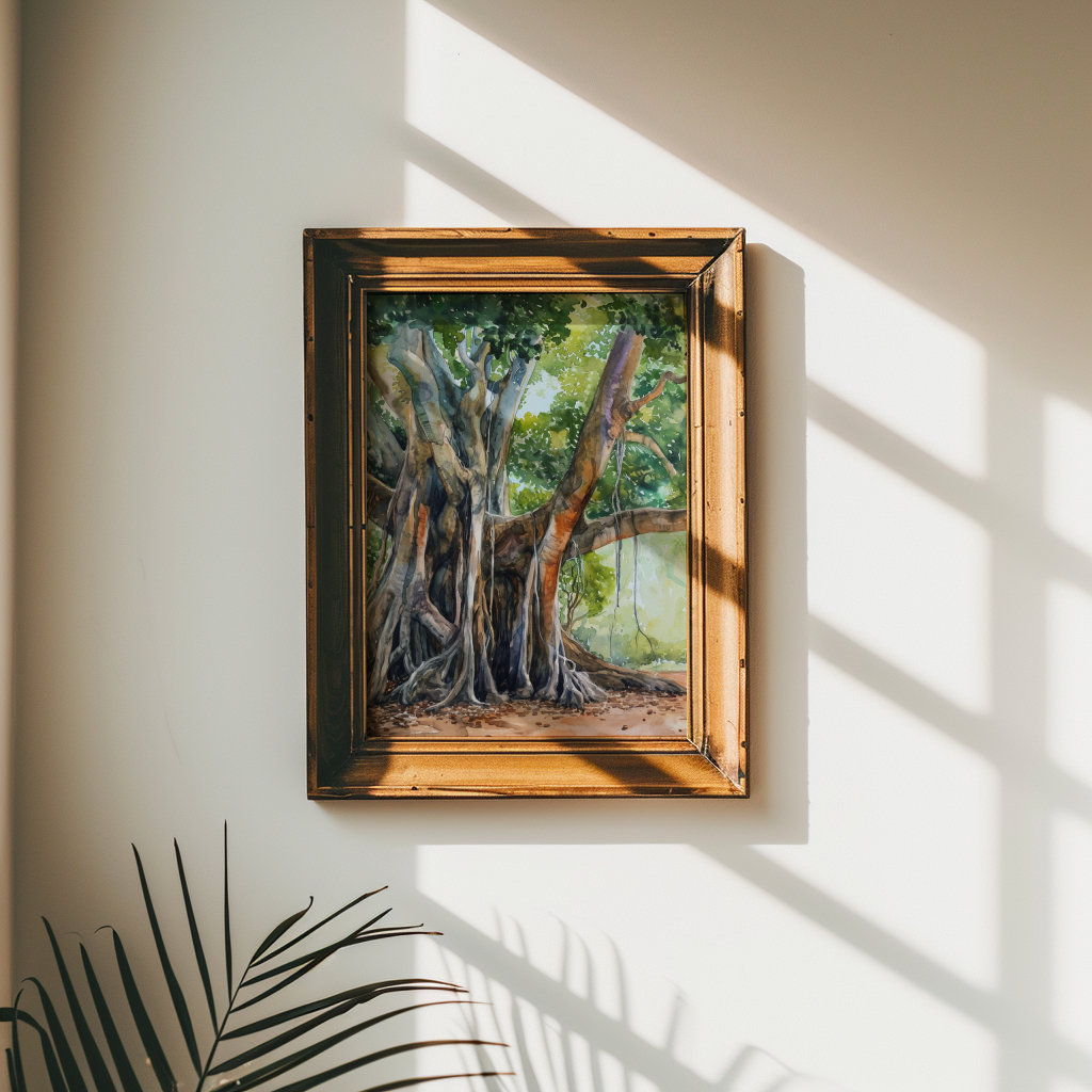 Banyan Tree Painting Download, Nature Watercolor Print, Printable ...