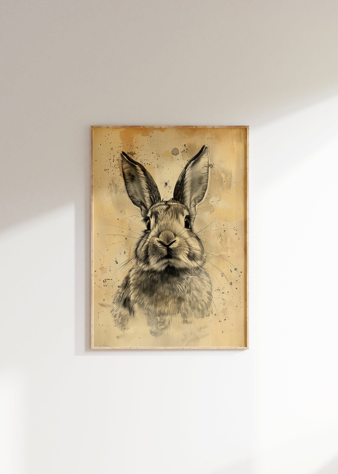 Vintage Rabbit Sketch Download, Easter Bunny Printable Wall Art, Spring ...