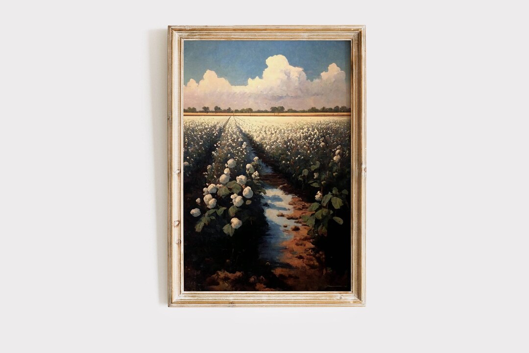 Cotton Field Painting Download Printable Wall Art Vintage - Etsy