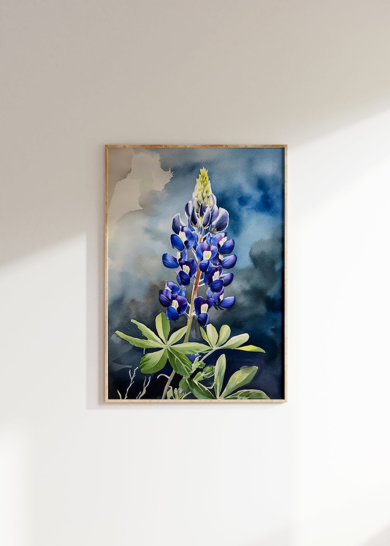 Bluebonnet Painting Download, Watercolor Blue Bonnet Flower Digital ...