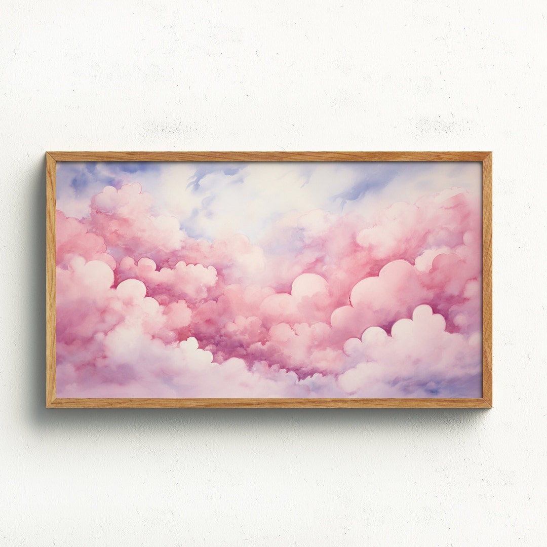 Pink Cloud Frame Tv Art, Eclectic Colorful Fun Kids Valentines Day ...