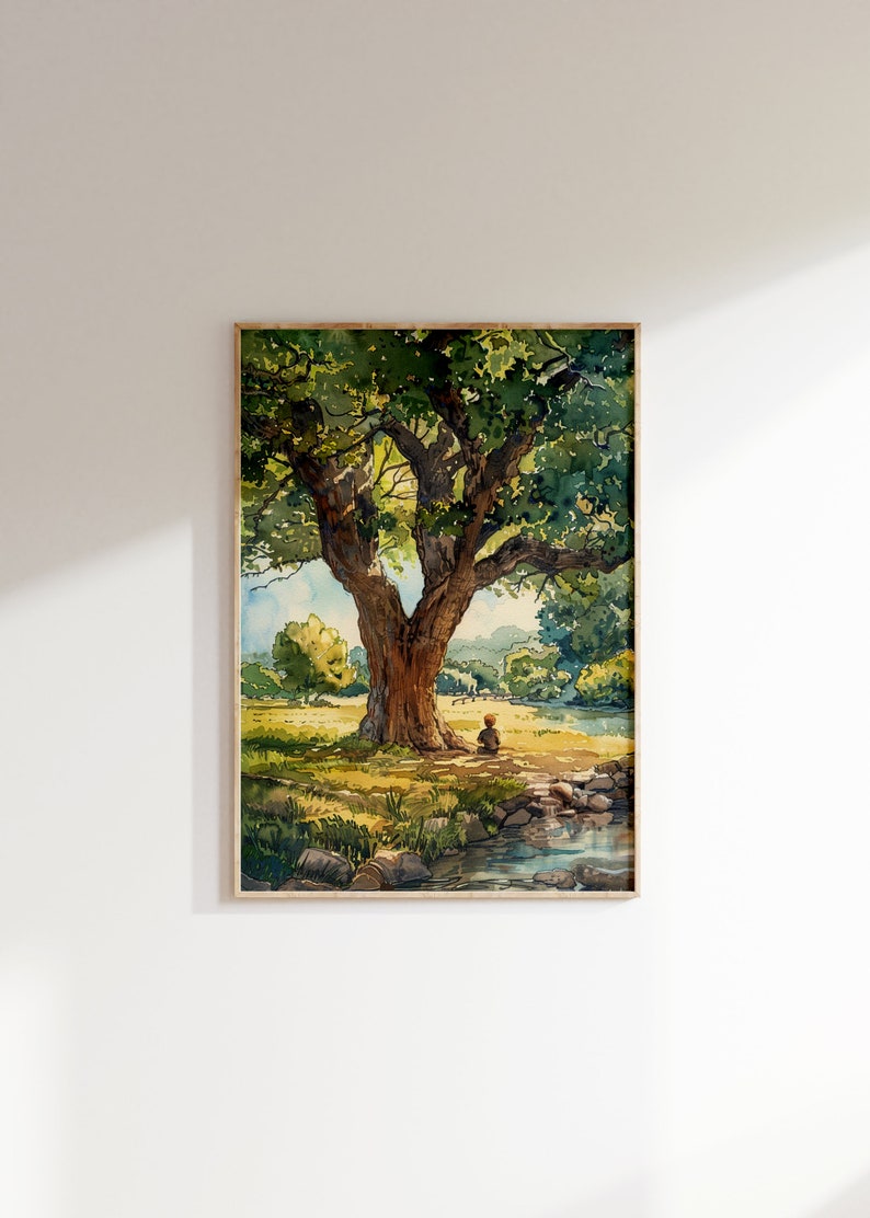 Vintage Boys Room Art Download, Boy Under Tree Painting, Printable Wall ...
