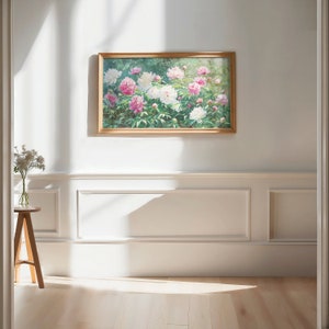 Samsung Frame Tv Art, Vintage Peonies Painting, Pink and White Floral ...