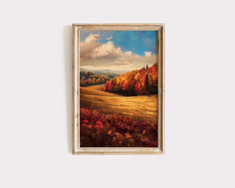 Vintage Fall Wall Art Bundel, Set of 7 Muted Landscape Painting ...