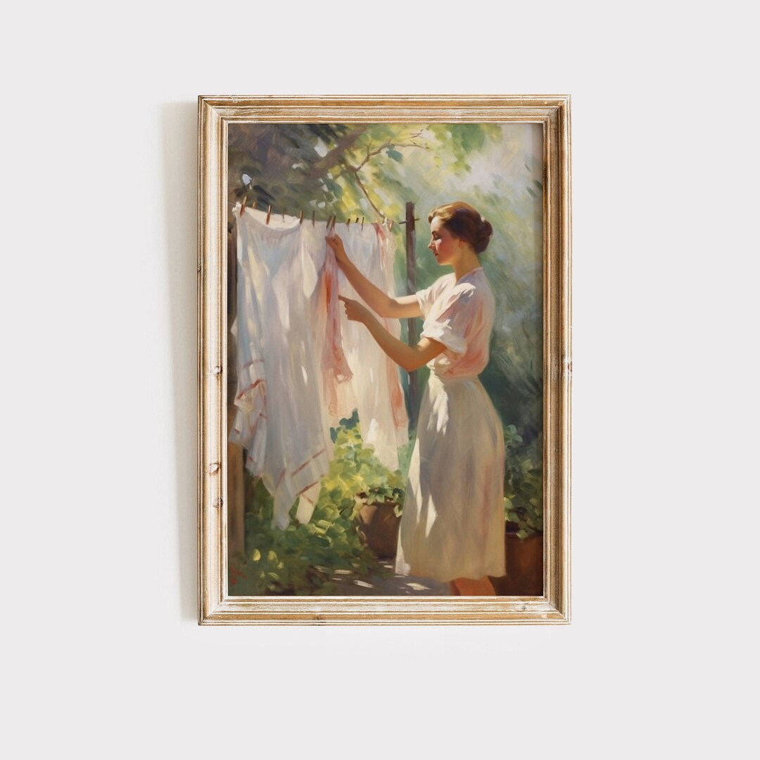 Clothesline Painting Download Vintage Laundry Room Art Print - Etsy