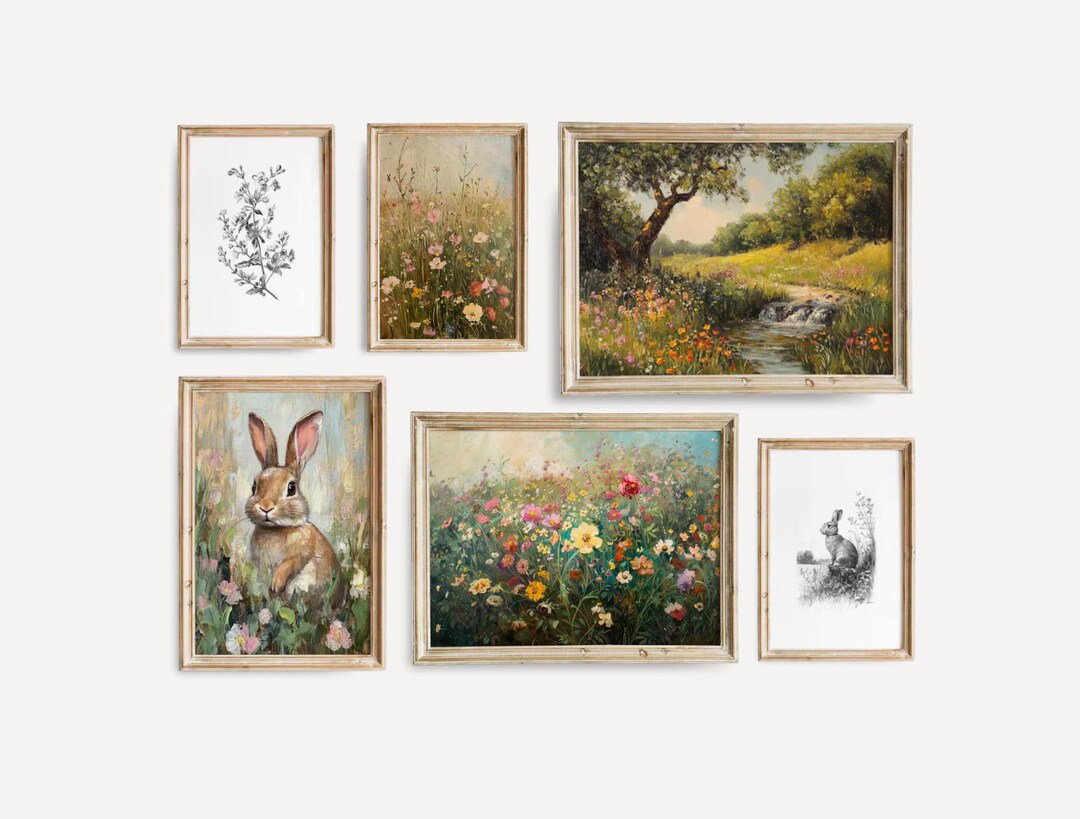 Spring Wall Art Bundle Download, Vintage Easter Digital Print, Gallery ...