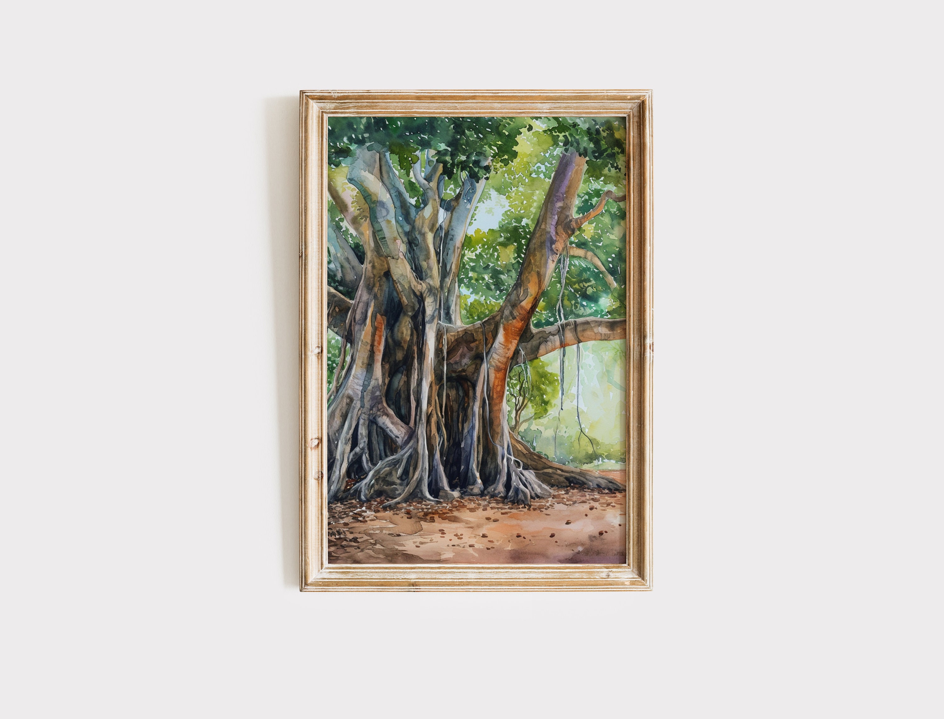 Banyan Tree Painting Download, Nature Watercolor Print, Printable ...