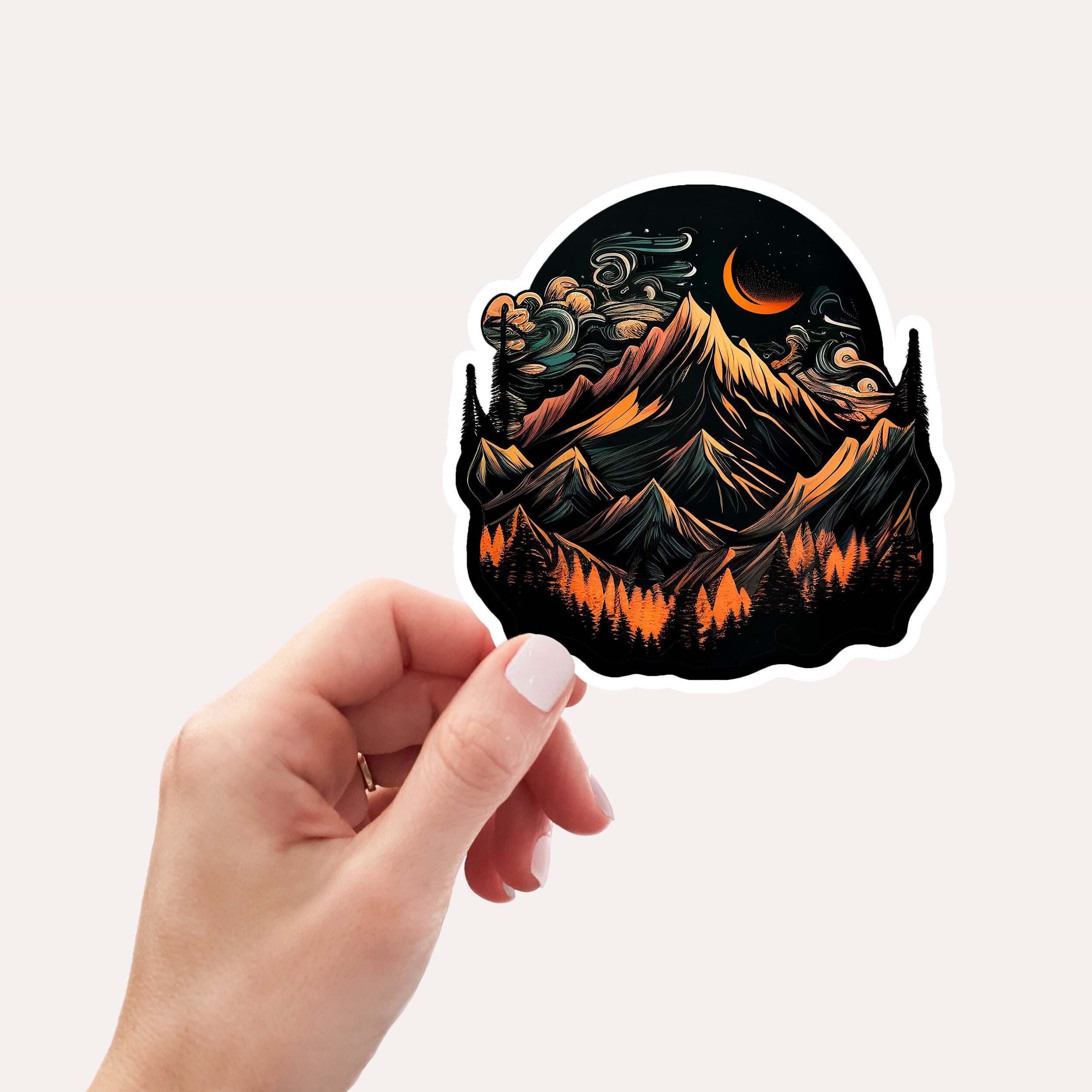 Moody Mountain Vinyl Sticker, Mountain Sticker for Laptop, Cool Vinyl ...