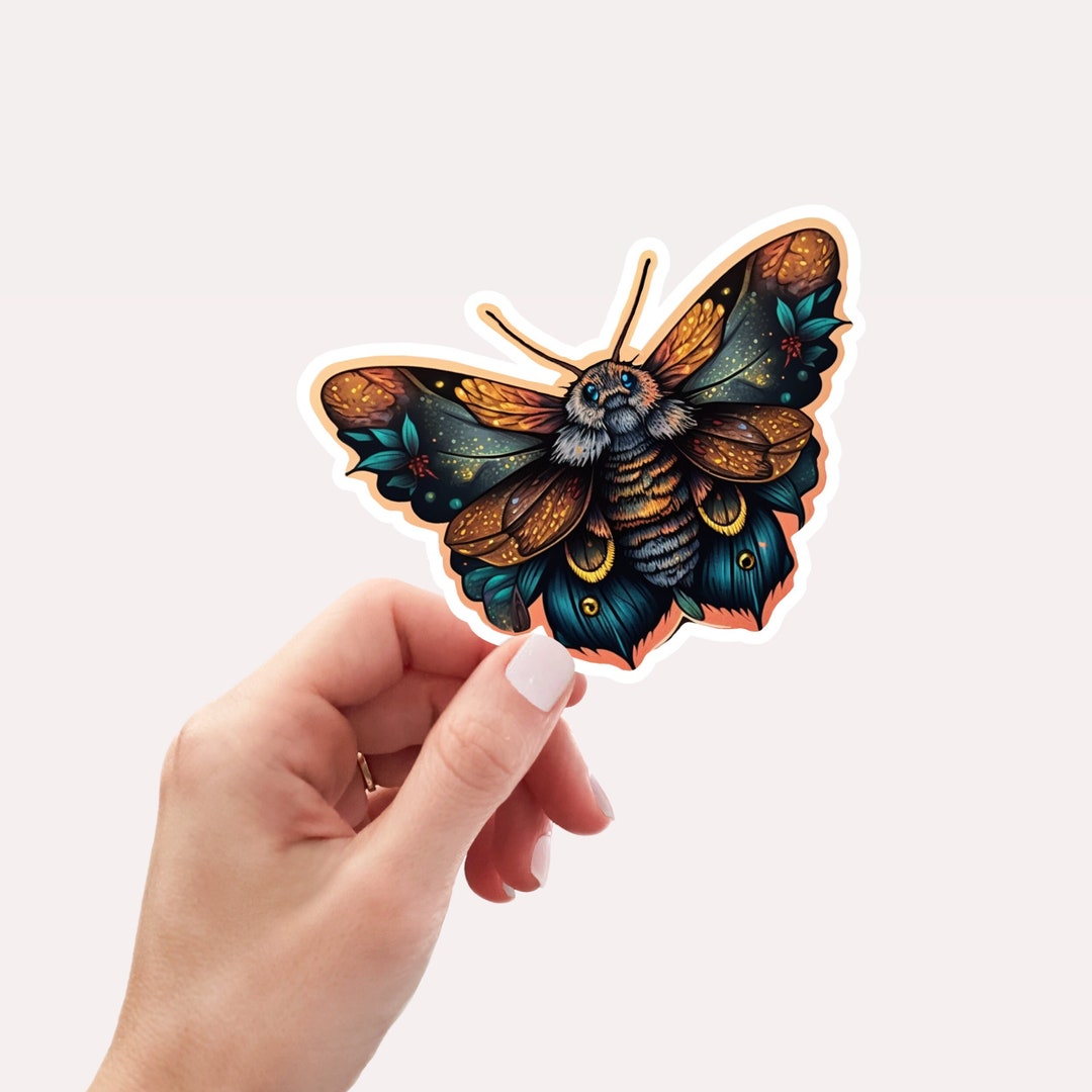 Magical Moth Sticker, Vinyl Sticker, Colorful Moth, Moth Lover Sticker ...
