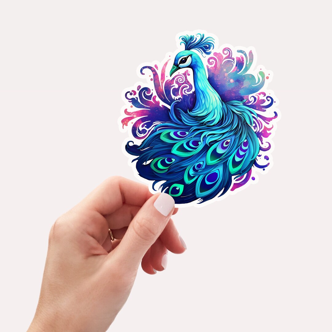 Magical Peacock Vinyl Sticker, Peacock Sticker, Colorful Bird Sticker ...