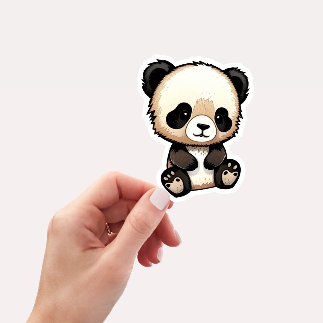 Cute Baby Panda Vinyl Sticker, Cute Panda Sticker for Laptop, Panda ...