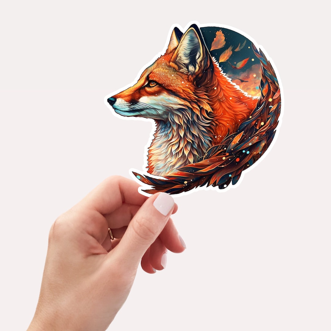 Magical Fox Sticker, Vinyl Sticker, Colorful Fox, Fox Lover Sticker ...