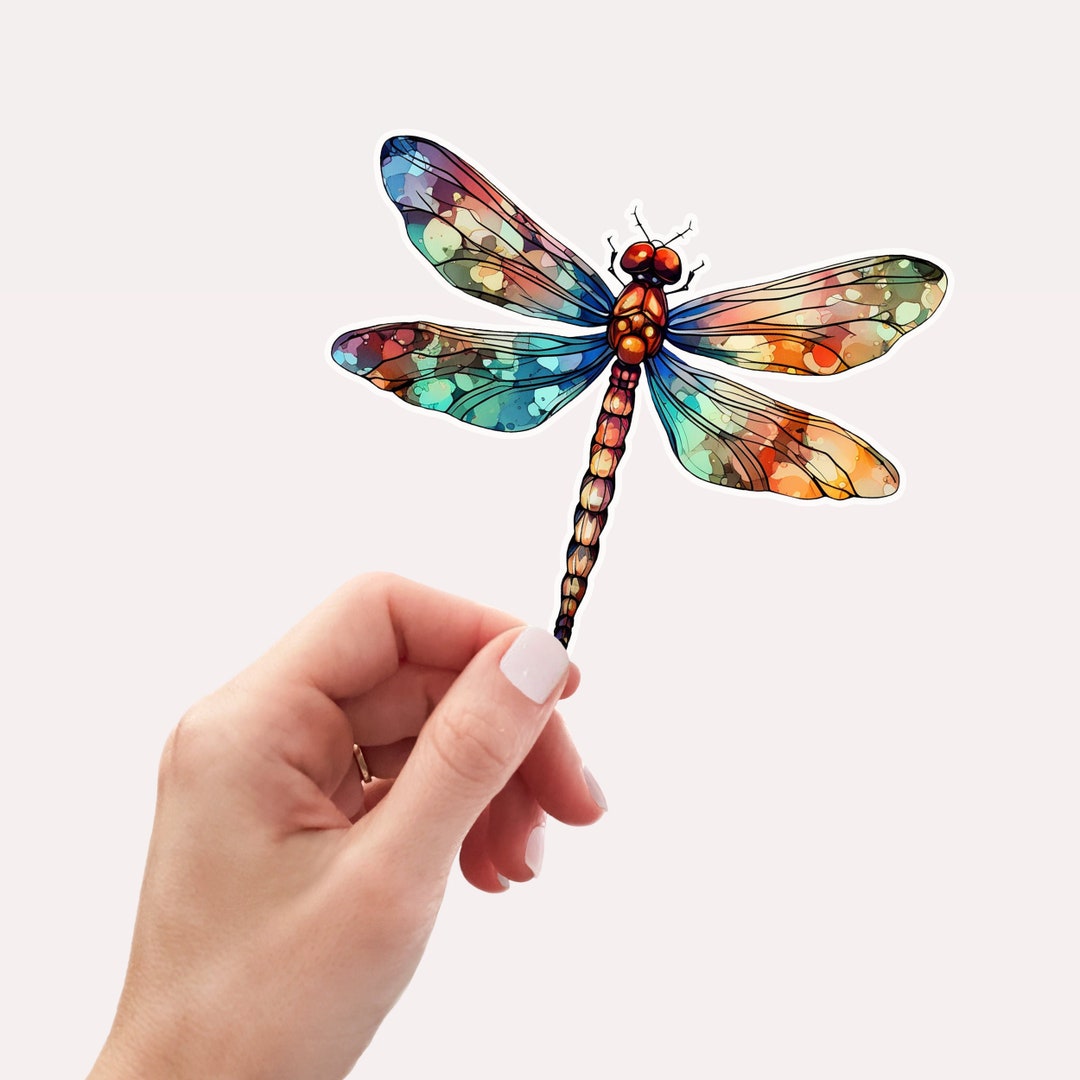 Colorful Dragonfly Vinyl Sticker, Pretty Dragonfly Sticker, Insect ...