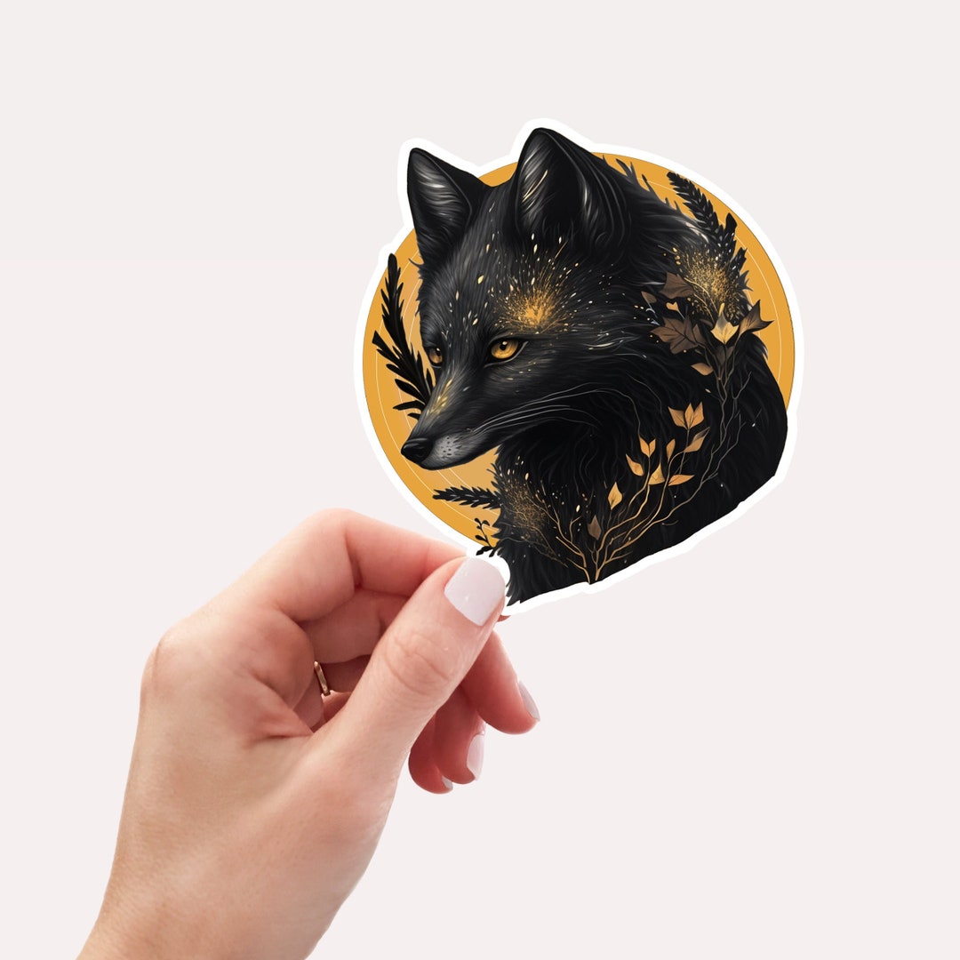 Magical Black Fox Sticker, Fox Sticker, Black Fox Sticker, Fox Lover ...