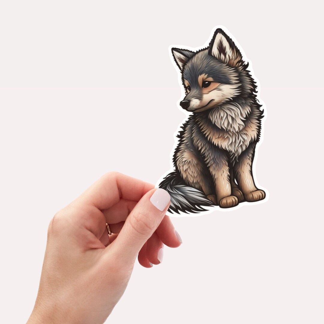 Cute Wolf Puppy Sticker, Vinyl Sticker, Wolf Puppy, Wolf Lover Sticker ...