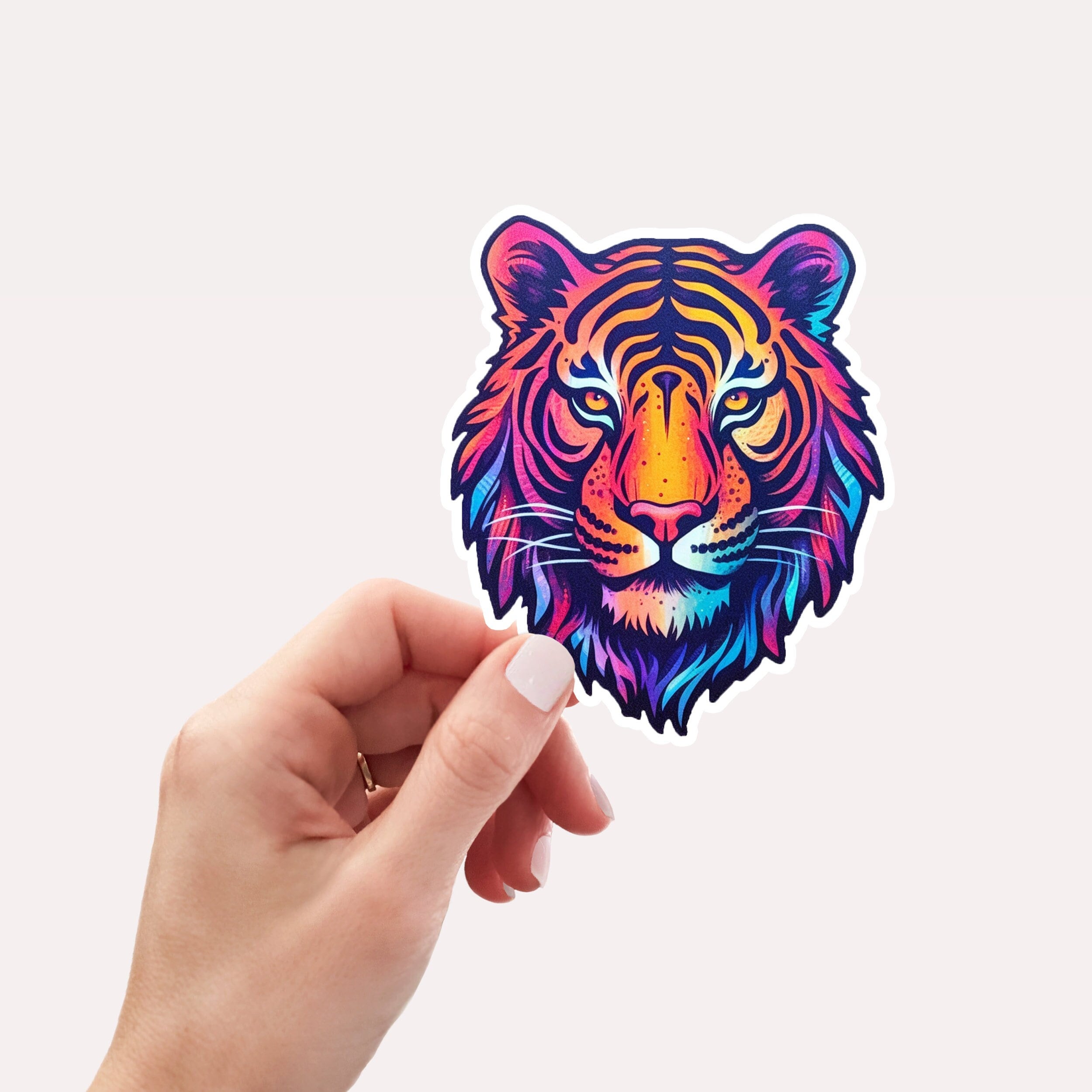 Colorful Tiger Vinyl Sticker, Tiger Sticker for Laptop, Spirit Animal ...
