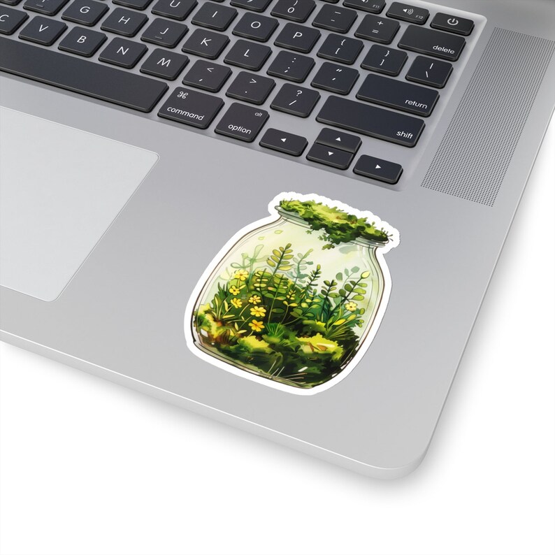 Pretty Jar of Garden Greenery Vinyl Sticker, Watercolor Style Sticker ...