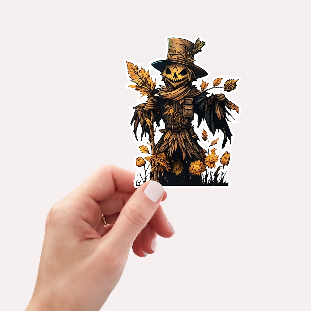 Halloween Scarecrow Vinyl Sticker, Scarecrow Sticker, Halloween Theme ...
