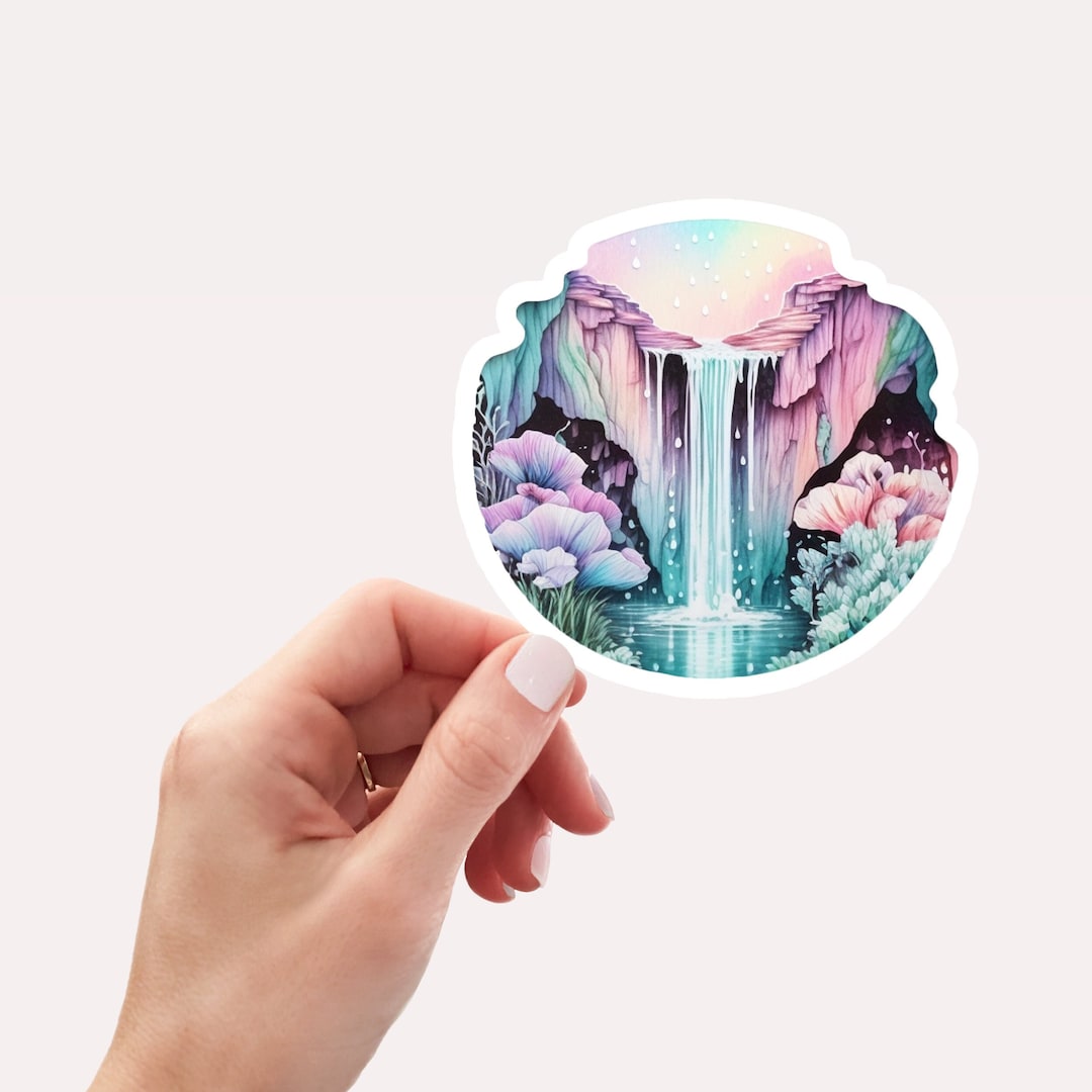 Pastel Waterfall Vinyl Sticker, Pastel Sticker, Waterfall Sticker ...