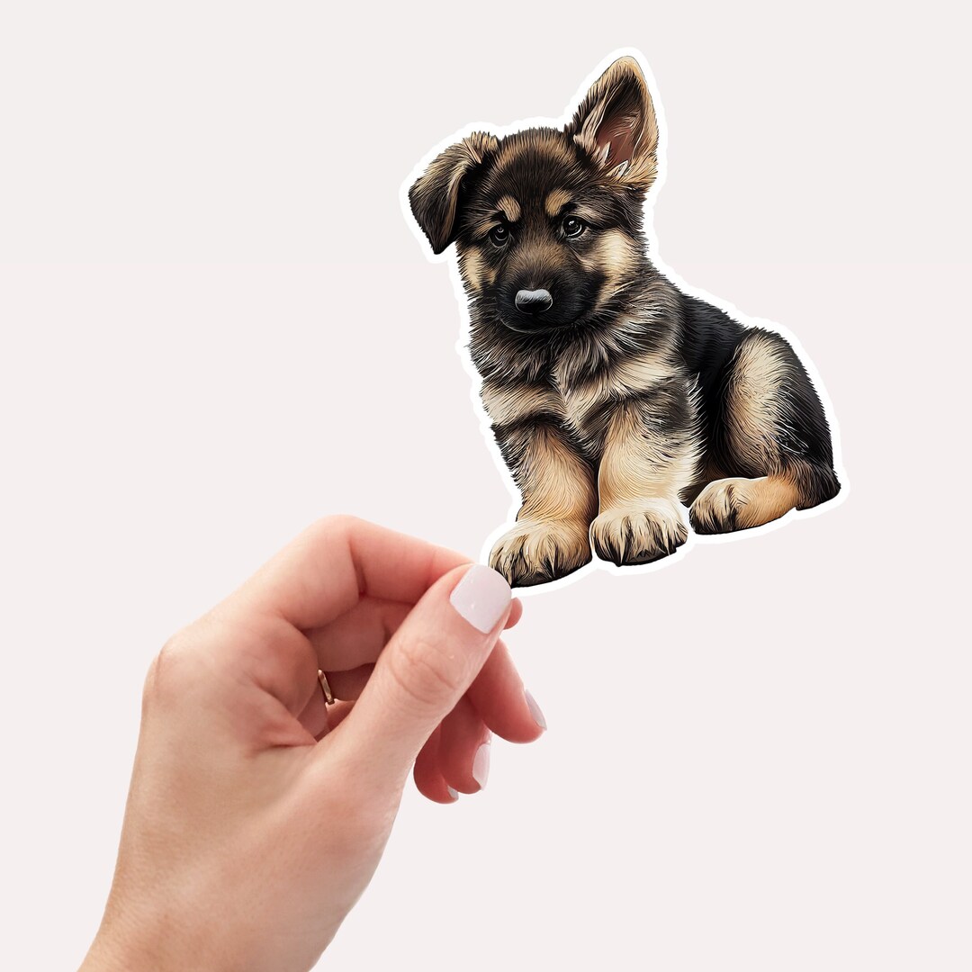 Cute German Shepherd Puppy Sticker, German Shepherd Sticker, Dog ...