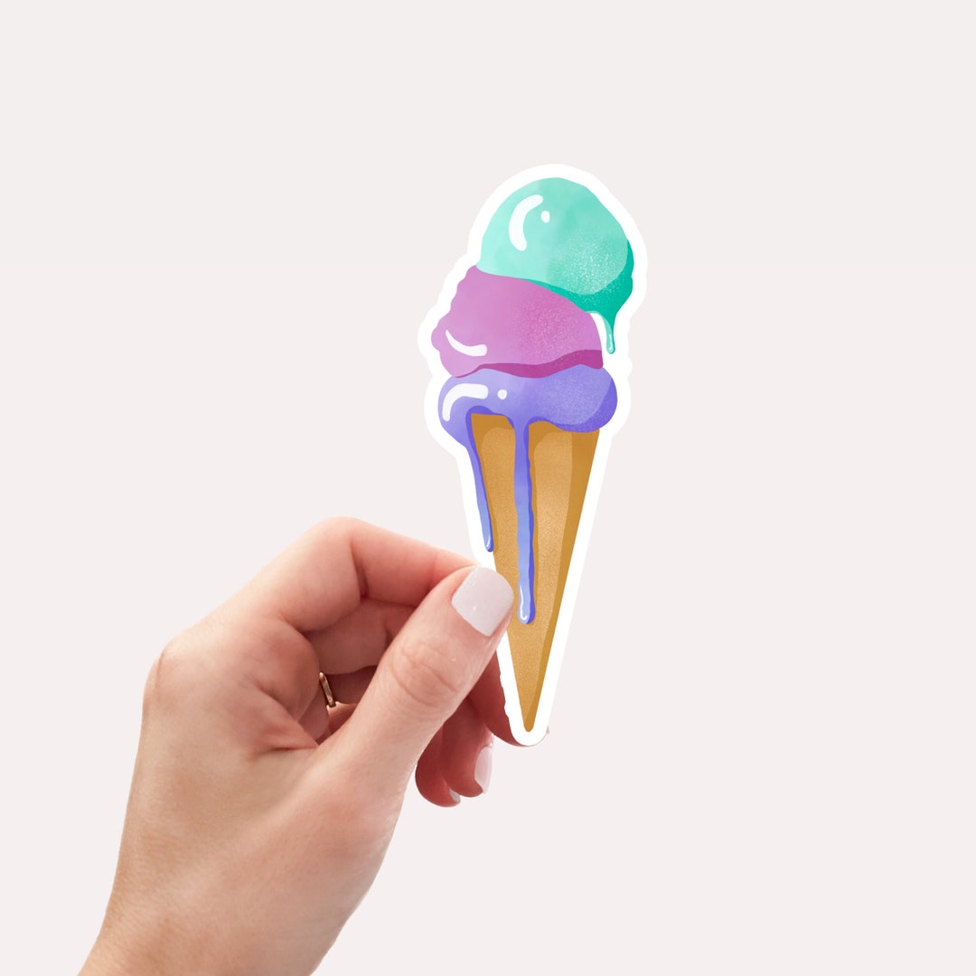 Ice Cream Cone Vinyl Sticker, Ice Cream Sticker, Cute Food Sticker ...