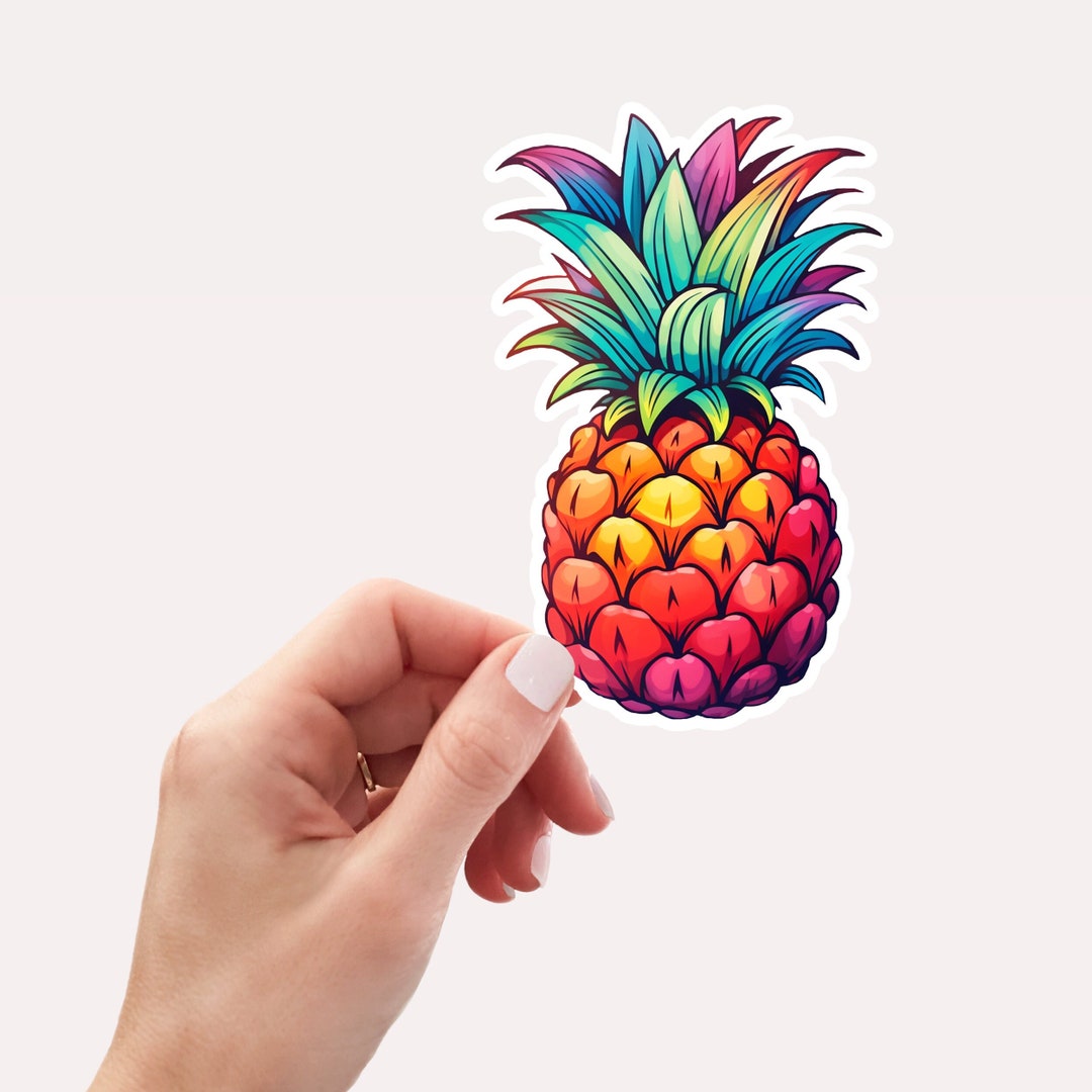 Rainbow Pineapple Vinyl Sticker, Pineapple Sticker, Fruit Sticker ...
