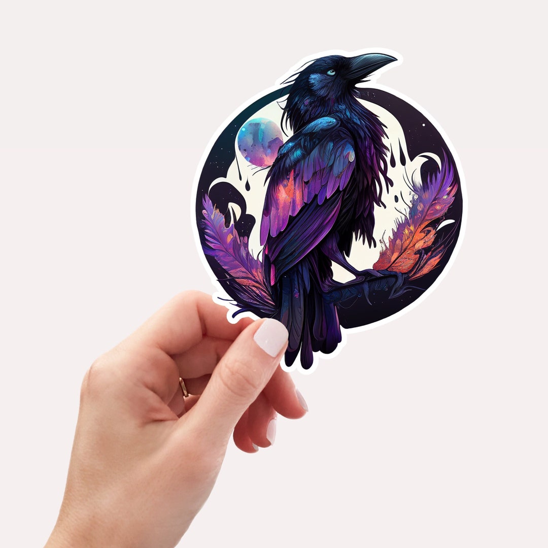 Magical Raven Sticker, Vinyl Sticker, Raven Sticker, Raven, Crow, Crow ...