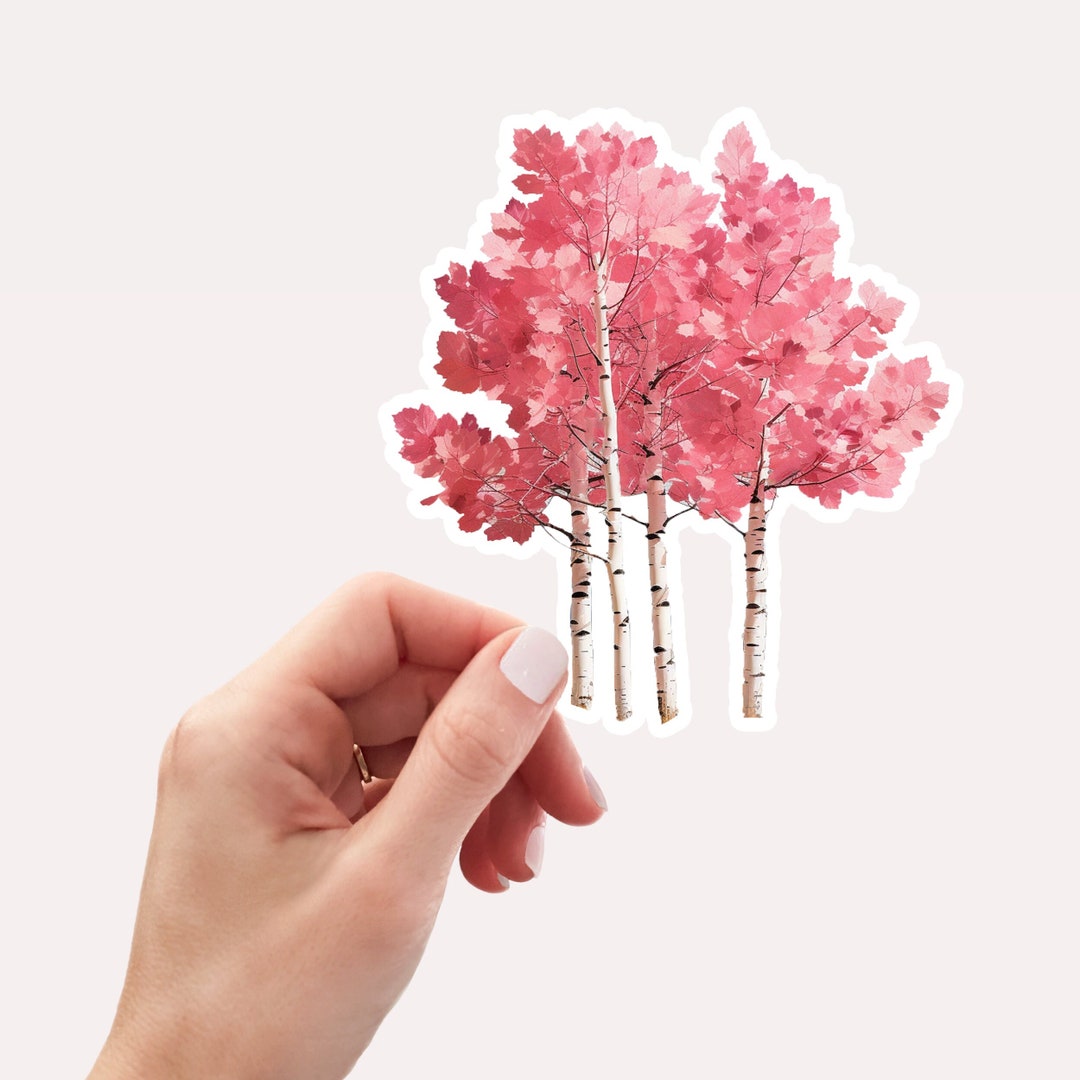Pretty Pink Aspen Trees Vinyl Sticker, Pink Aspen Trees, Trees Sticker ...