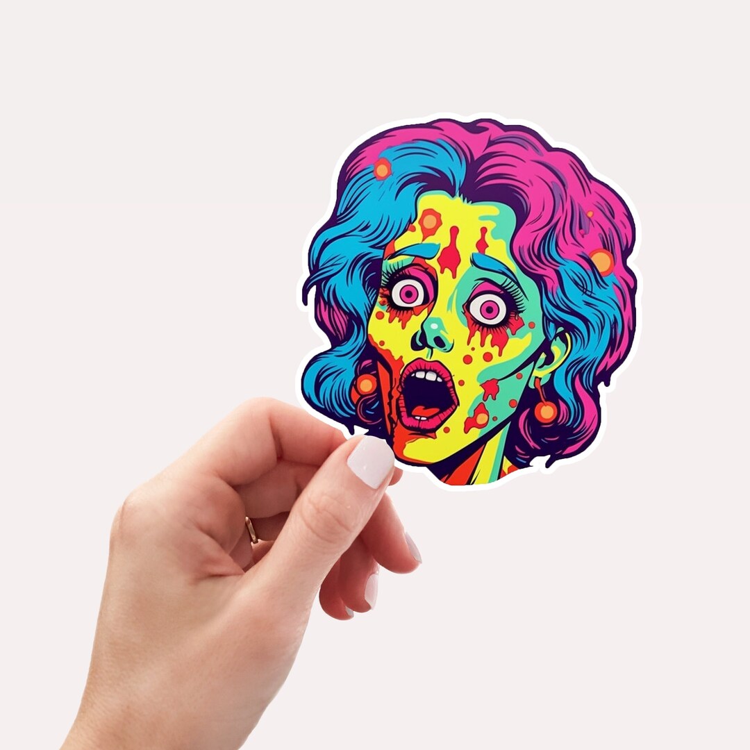 Pop Art Zombie Girl Vinyl Sticker, Zombie Sticker, Halloween Sticker ...