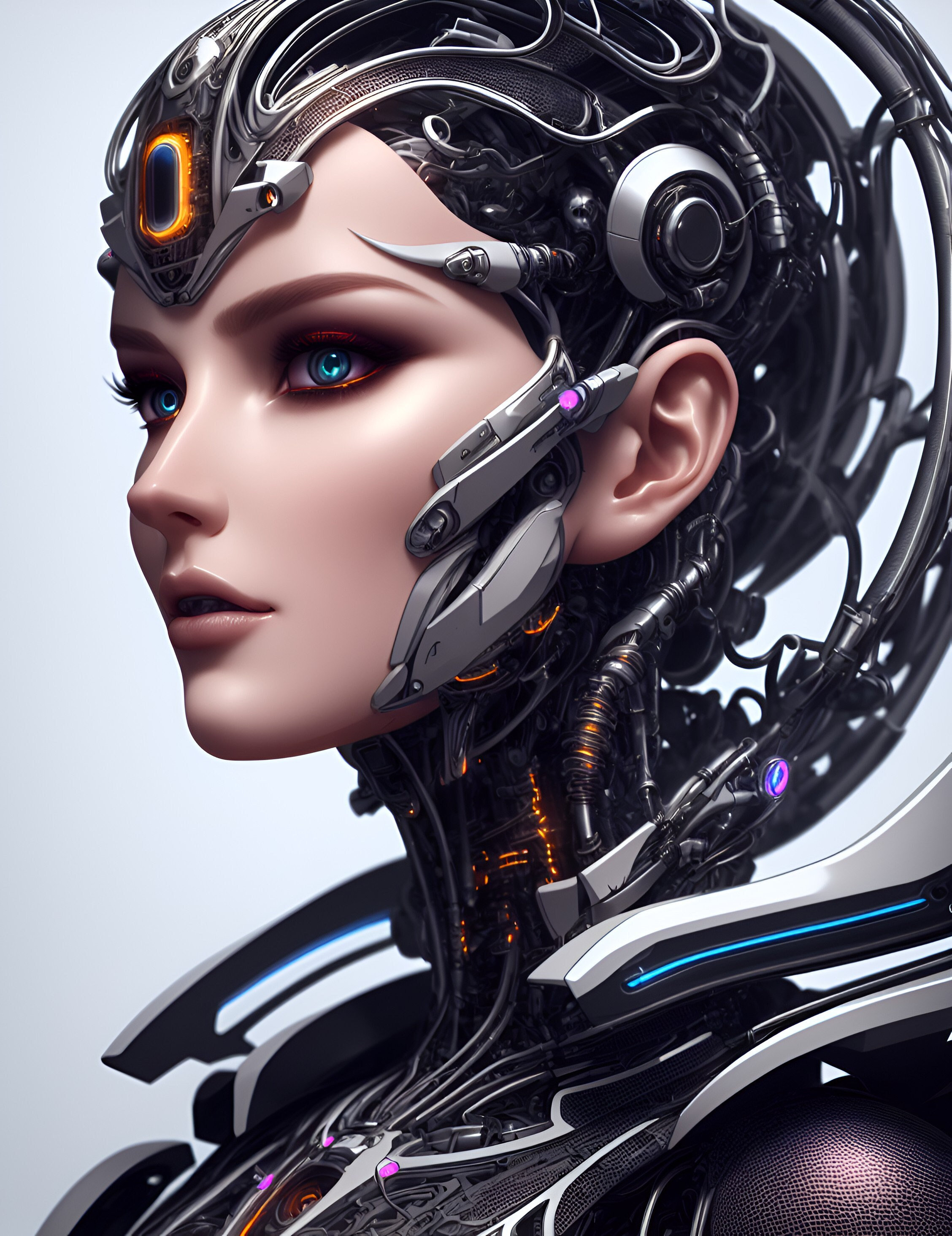 The Biomechanical Android Robot Woman Digital AI Art - Etsy