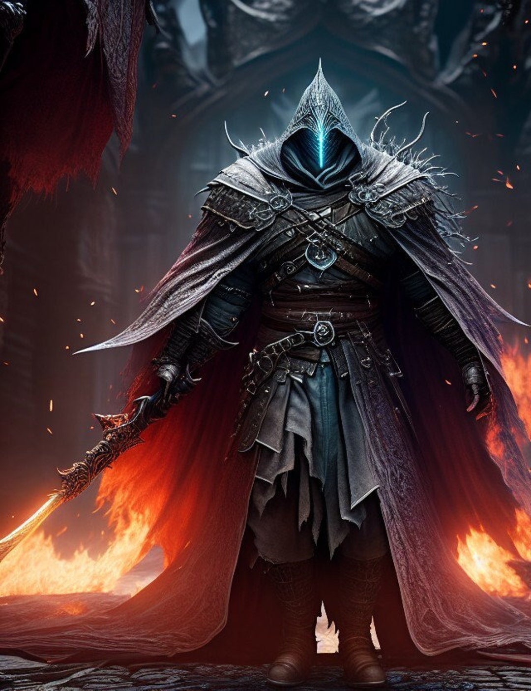 The Undead Knight Souls Style Dark Warrior Medieval Digital AI Art - Etsy