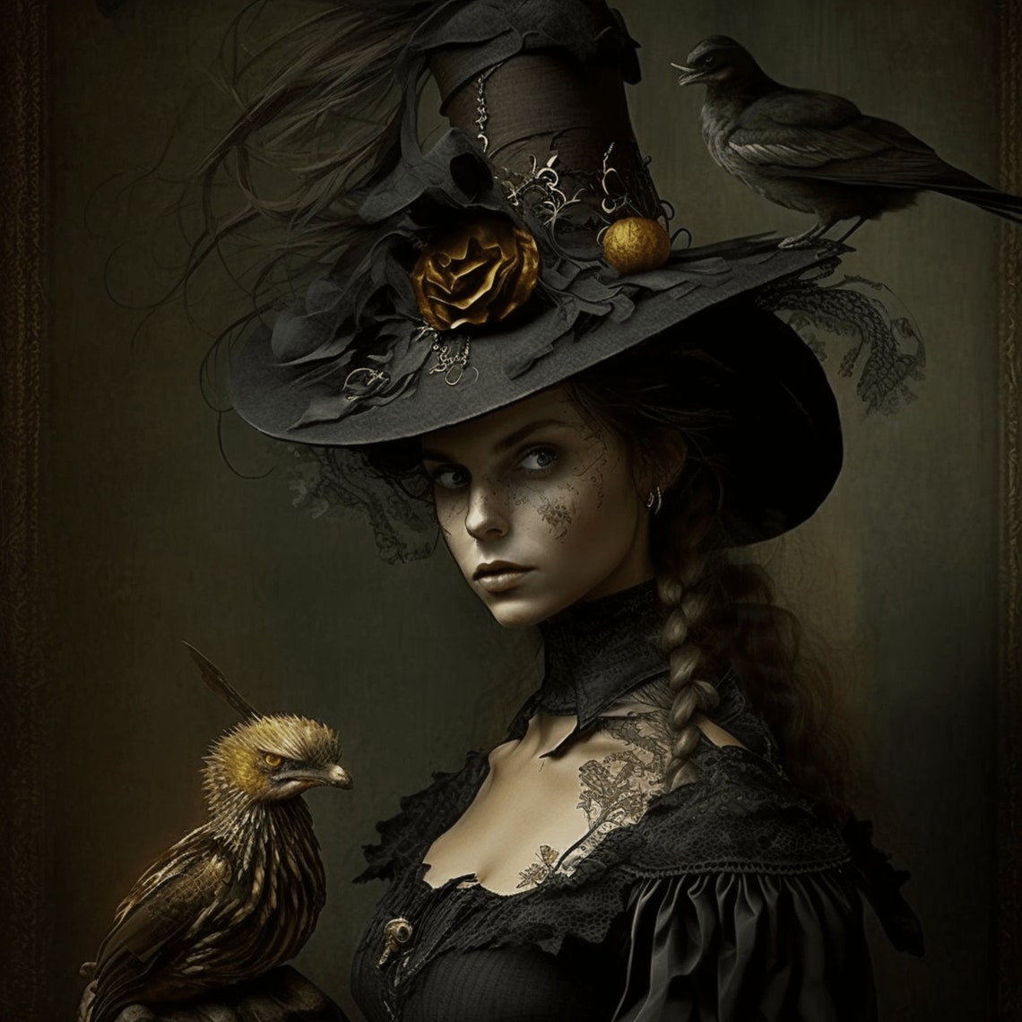 Victorian Era Witch Digital AI Art - Etsy