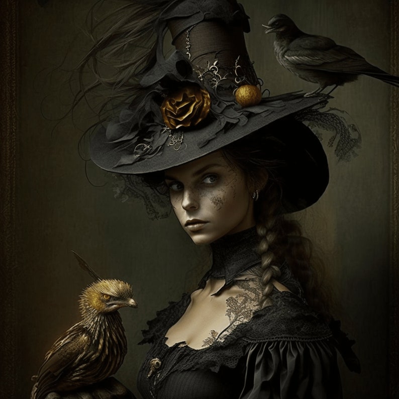 Victorian Era Witch Digital AI Art - Etsy
