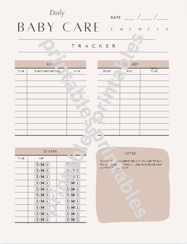 Printable Newborn Baby Tracker Daily Log - Etsy