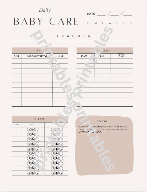 Printable Newborn Baby Tracker Daily Log - Etsy