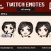 Black Hair With Bangs Brown Eyes Chibi Girl Twitch Emotes Pack Headpat ...