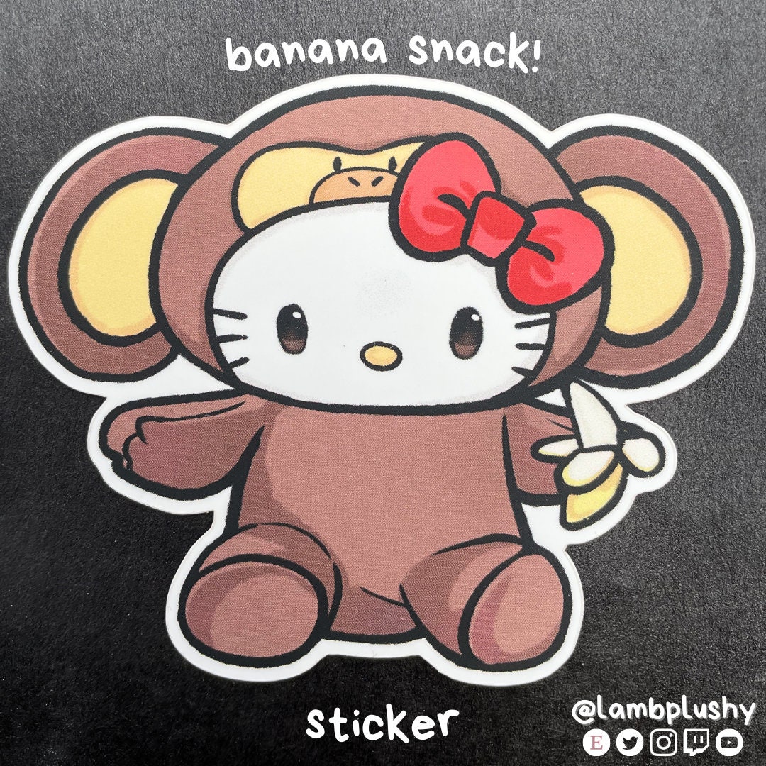HK Kawaii Monkey Banana Snack Sticker / Cute Sticker / Water Bottle ...