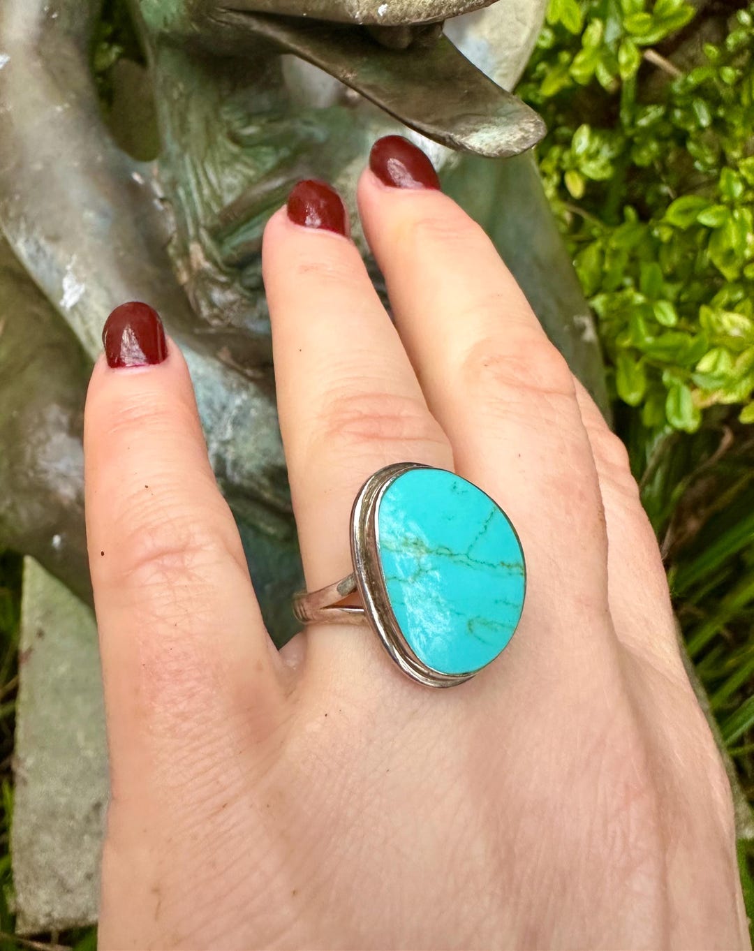 Vintage Silver Turquoise Ring - Etsy