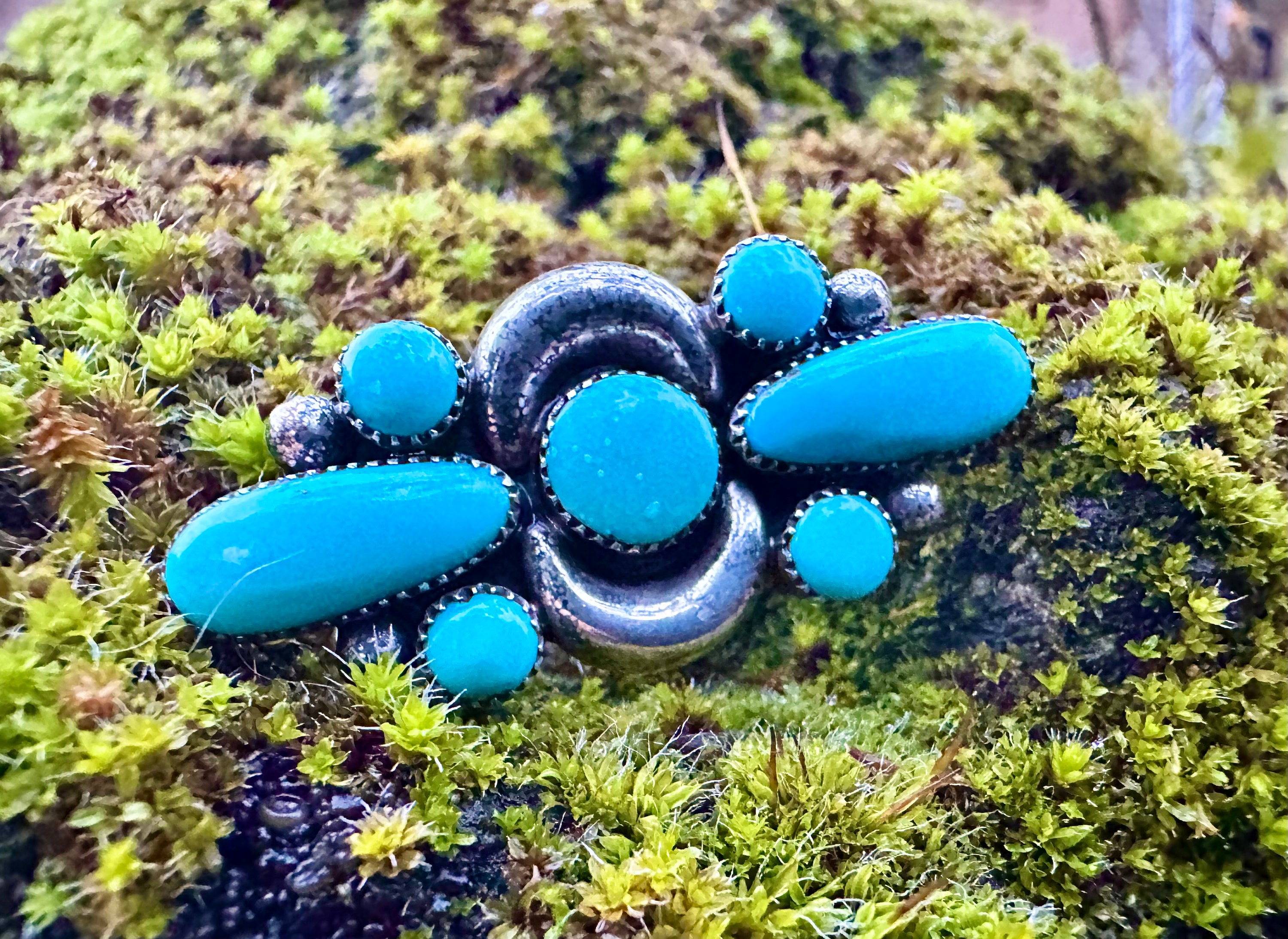 Rare Native American Vintage Julie O Lahi Zuni Silver Turquoise Pendant ...