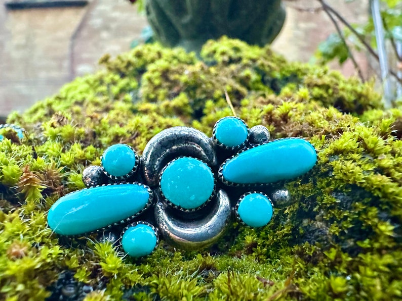 Rare Native American Vintage Julie O Lahi Zuni Silver Turquoise Pendant ...