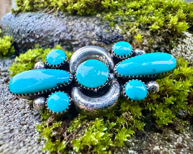 Rare Native American Vintage Julie O Lahi Zuni Silver Turquoise Pendant ...