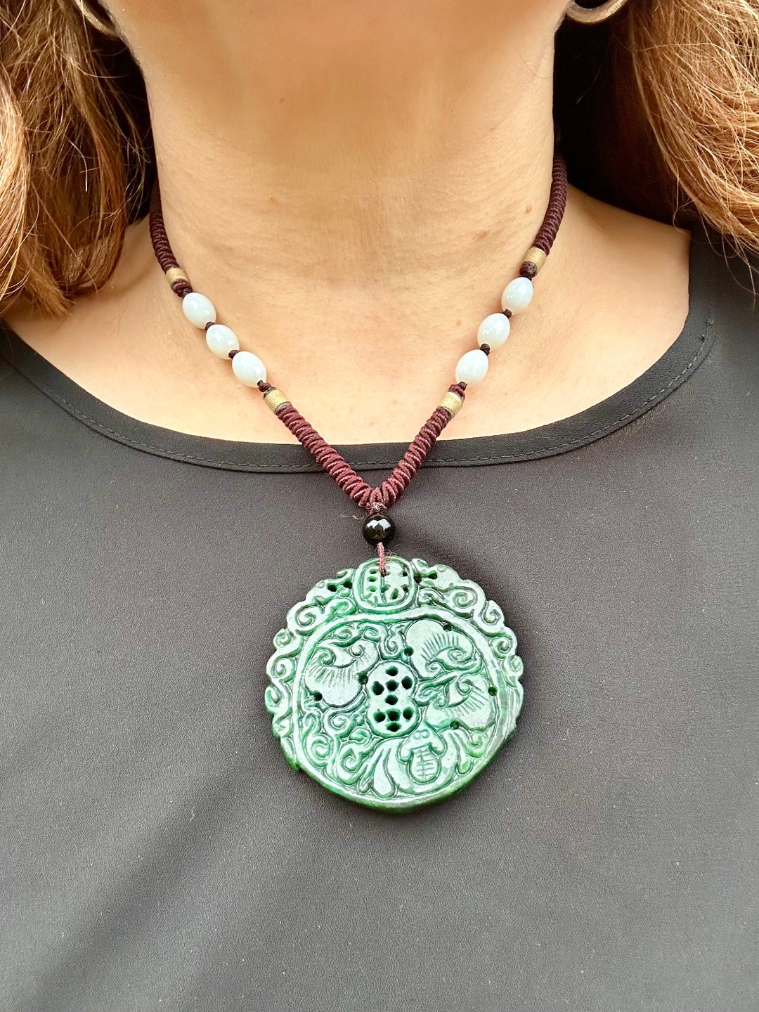 Nephrite Jade Prayer Wheel/amulet Necklace - Etsy