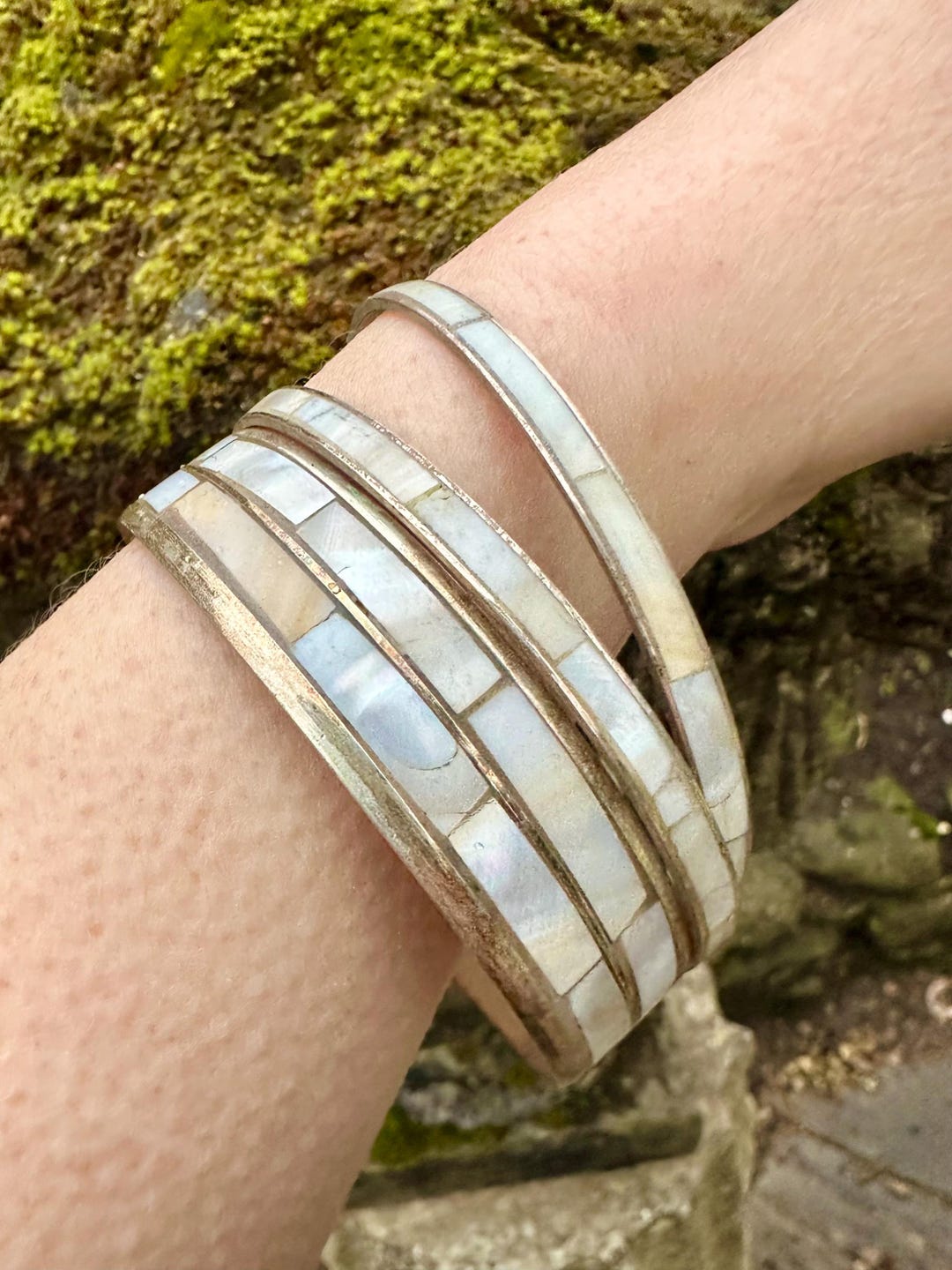 Vintage Mother of Pearl Bangles X 3 - Etsy