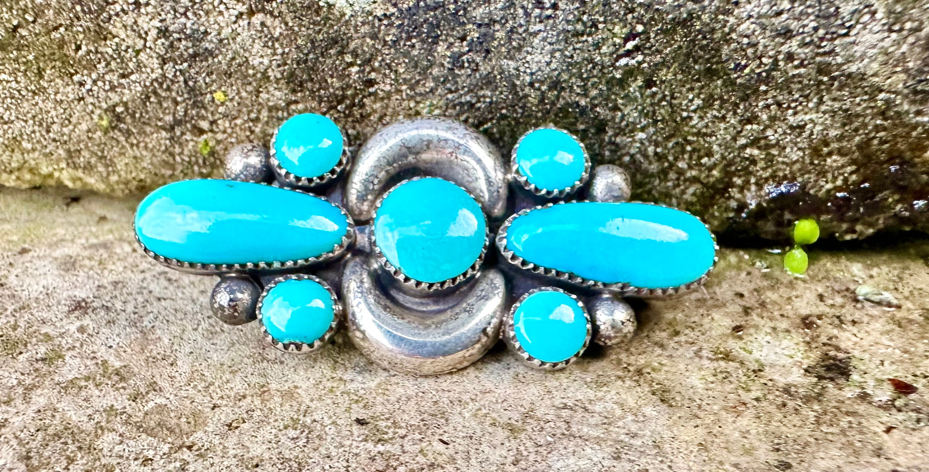 Rare Native American Vintage Julie O Lahi Zuni Silver Turquoise Pendant ...