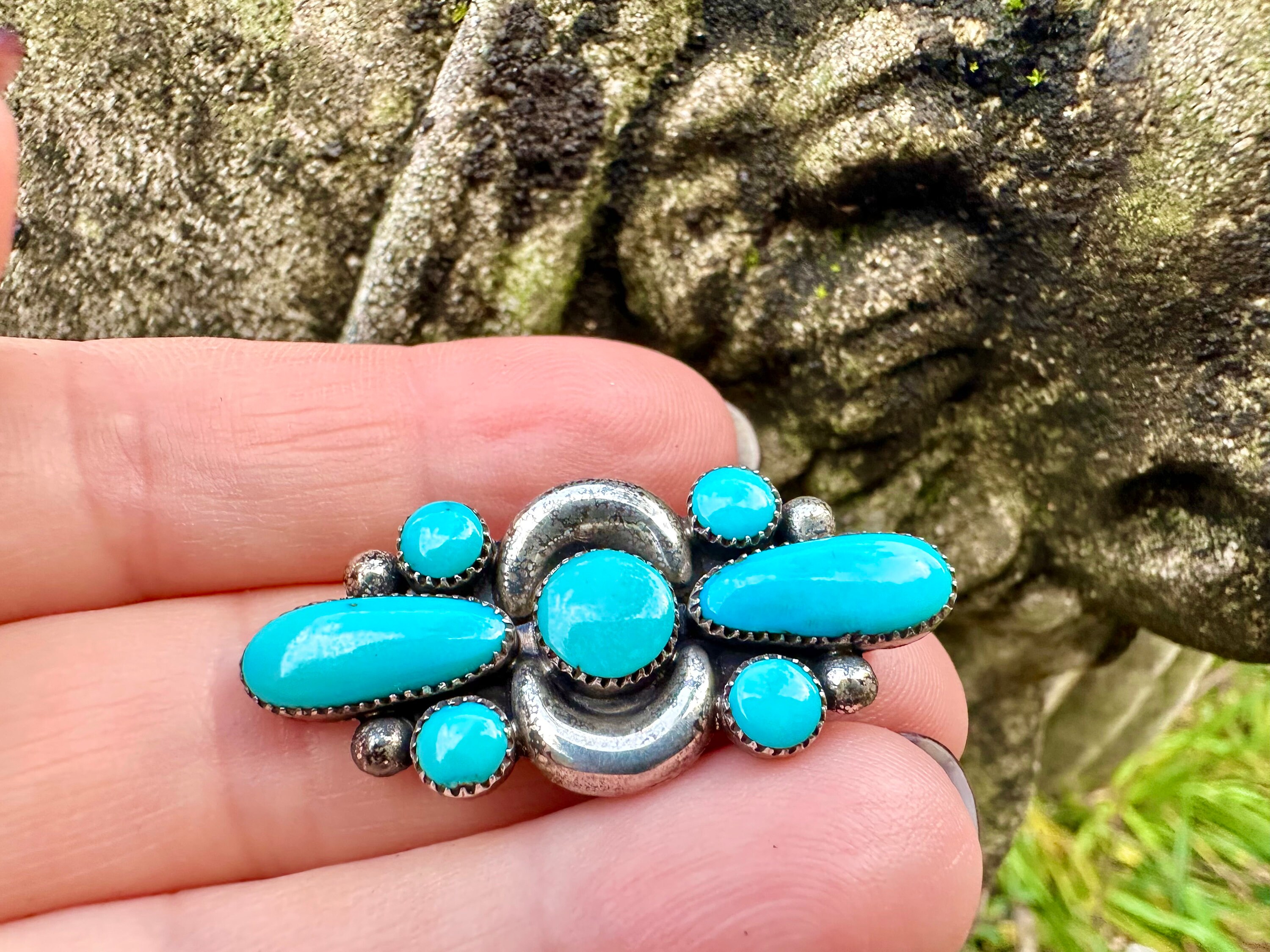 Rare Native American Vintage Julie O Lahi Zuni Silver Turquoise Pendant ...